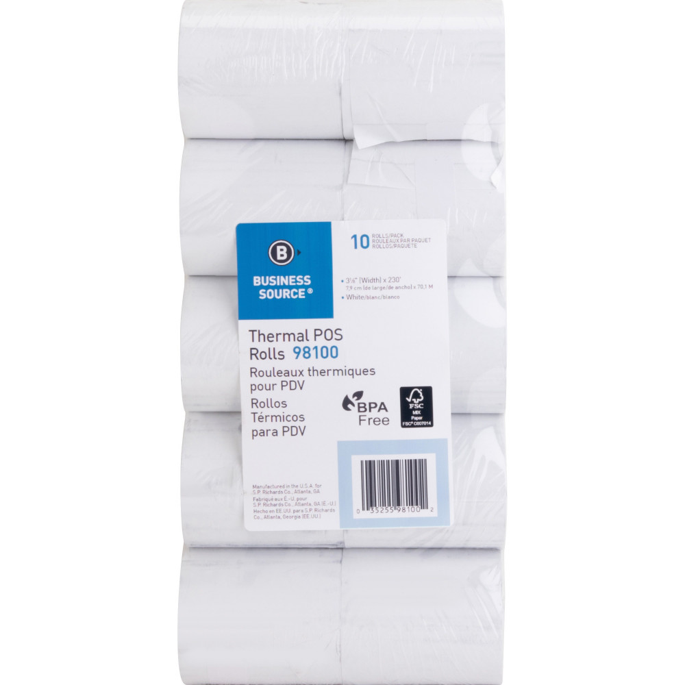 Business Source 3-1/8"x230' POS Receipt Thermal Rolls - 3 1/8" x 23...